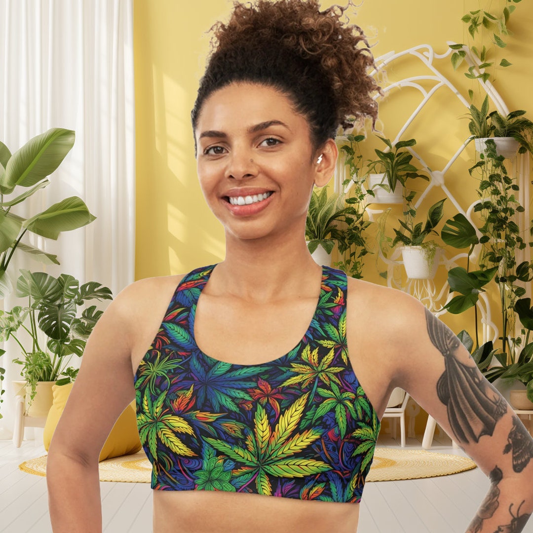 Cannabis Sports Bra, Marijuana Sports Bra, Festival Sports Bra, Hippie ...