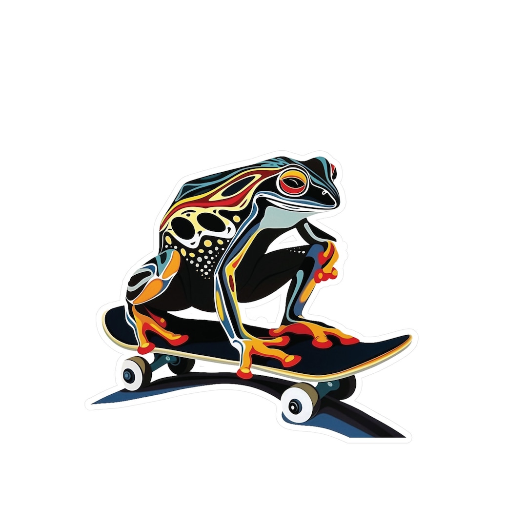 Frog Decal- Skateboard Decal- Skateboarding Frog Decal- Water Resistant ...