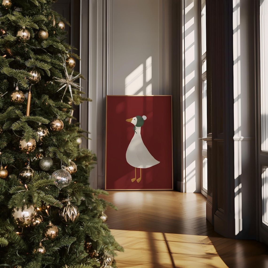 Kids Festive Holiday Prints Goose Holiday Print Nursery Holiday Decor ...