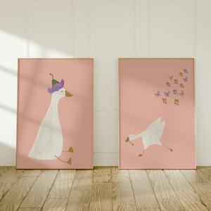 Silly Goose Wall Art, Cute Goose Poster, Pink Girl Nursery Decor, Farm ...
