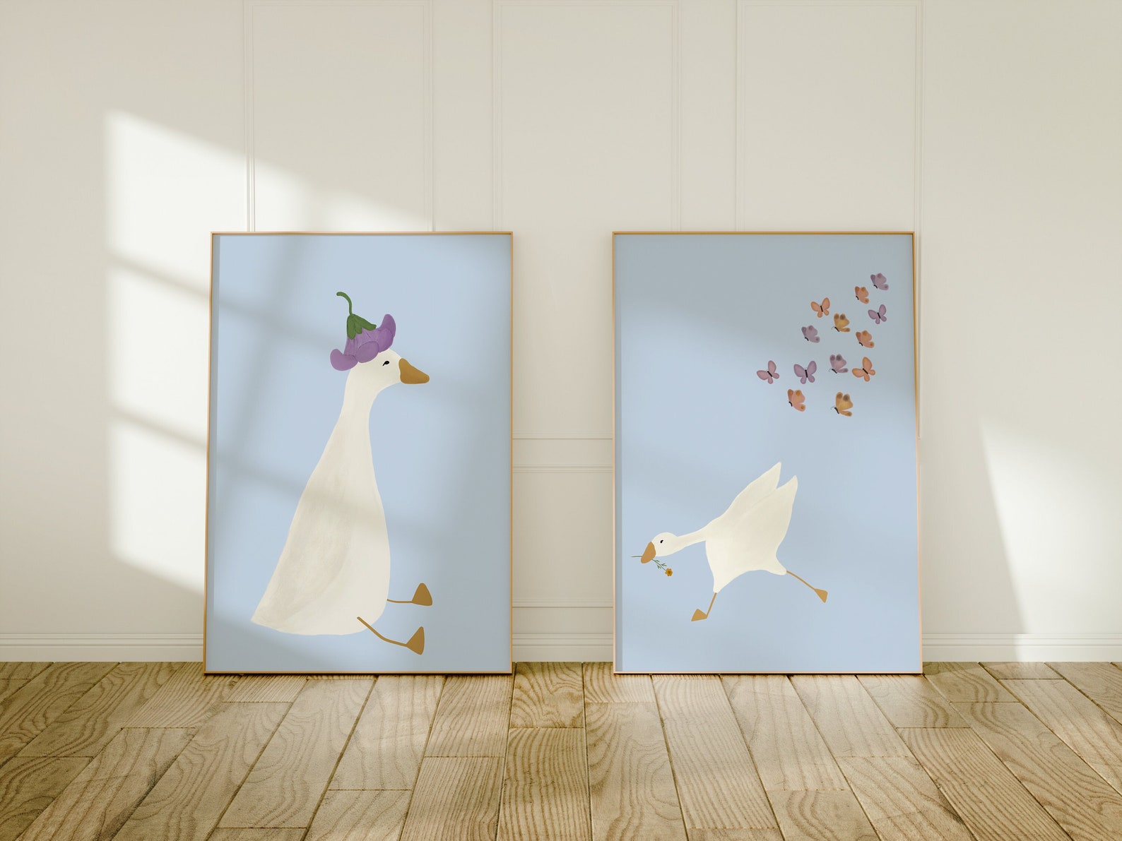 Silly Goose Wall Art, Cute Goose Poster, Blue Girl Nursery Decor, Farm ...