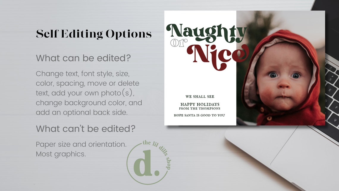 Naughty or Nice Photo Christmas Card Template Naughty or Nice Photo ...