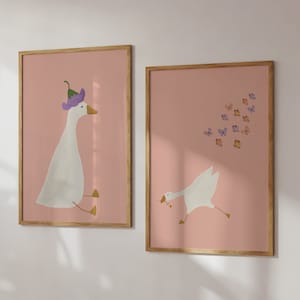 Silly Goose Wall Art, Cute Goose Poster, Pink Girl Nursery Decor, Farm ...