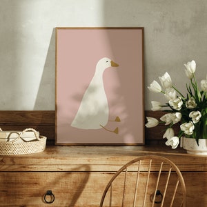 Silly Goose Wall Art, Cute Goose Poster, Light Pink Nursery Decor, Farm ...