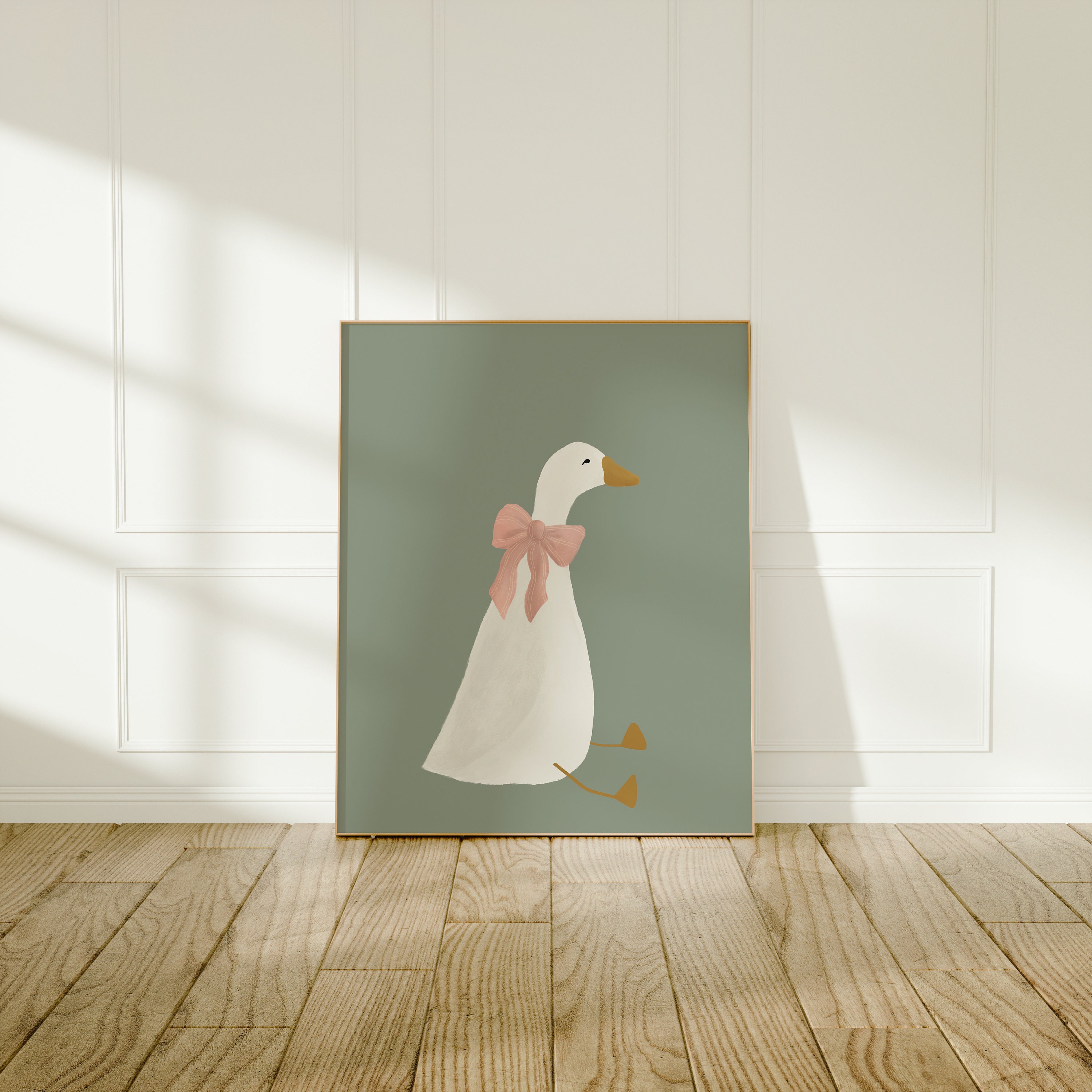 Silly Goose Wall Art Cute Goose Poster Sage Green Nursery Decor Farm ...