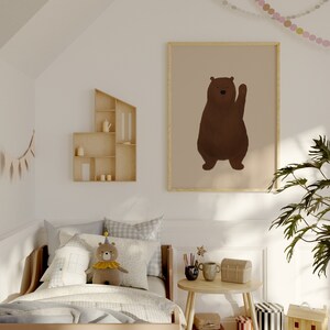 Beige Nursery Bear Wall Art Cute Bear Printable Neutral Bear Poster ...