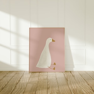 Silly Goose Wall Art, Cute Goose Poster, Light Pink Nursery Decor, Farm ...