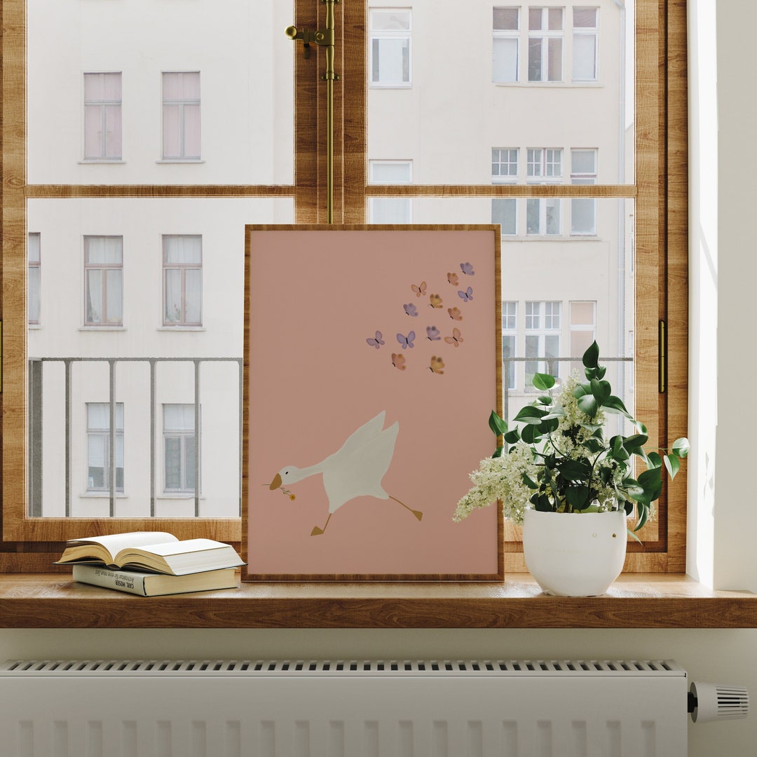 Silly Goose Wall Art, Cute Goose Poster, Girl Nursery Decor, Farm ...