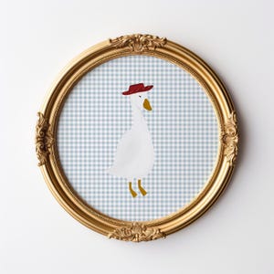 Goose Wall Art Blue Gingham Goose Poster Cowboy Nursery Print Farm ...