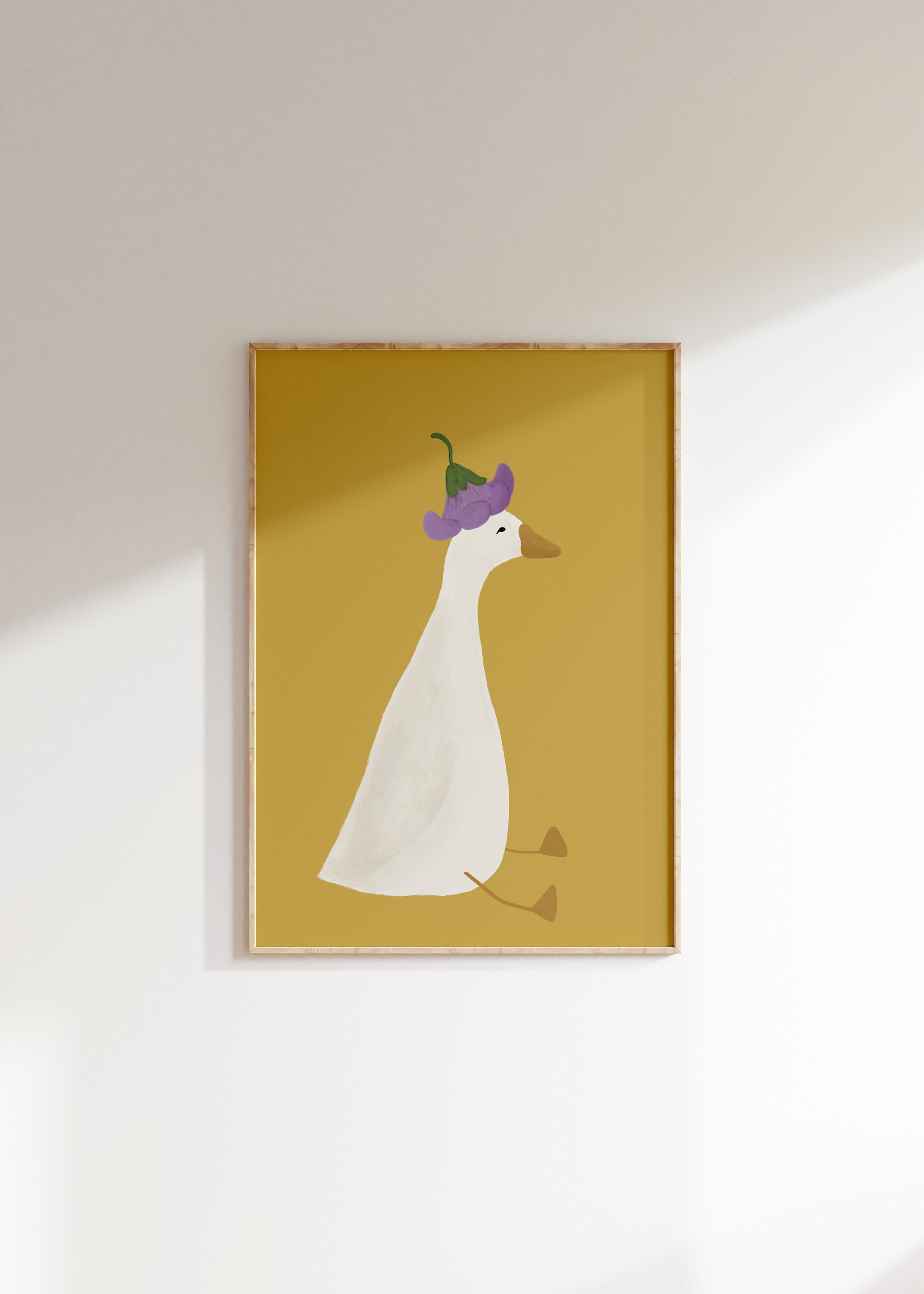 Silly Goose Wall Art Cute Goose Poster Yellow Girl Nursery Decor Goose ...