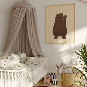 Beige Nursery Bear Wall Art Cute Bear Printable Neutral Bear Poster ...