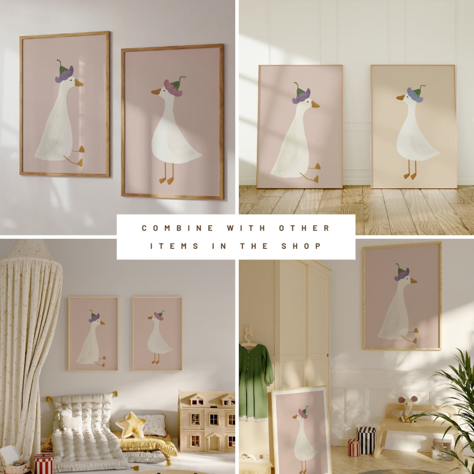 Silly Goose Wall Art Cute Goose Poster Pale Pink Girl Nursery Decor ...