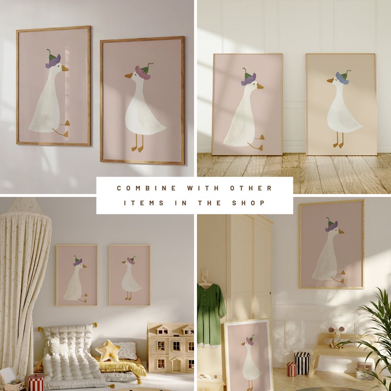 Silly Goose Wall Art Cute Goose Poster Pale Pink Girl Nursery Decor ...