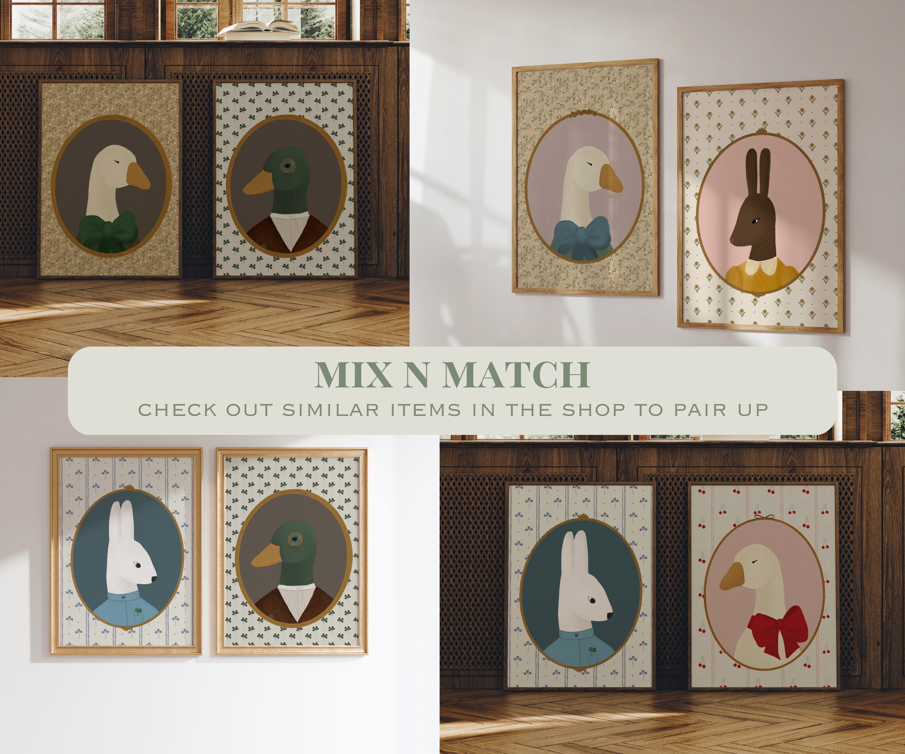 Vintage Goose Print, Grandmillenial Art, Coquette Art, Girl Goose ...