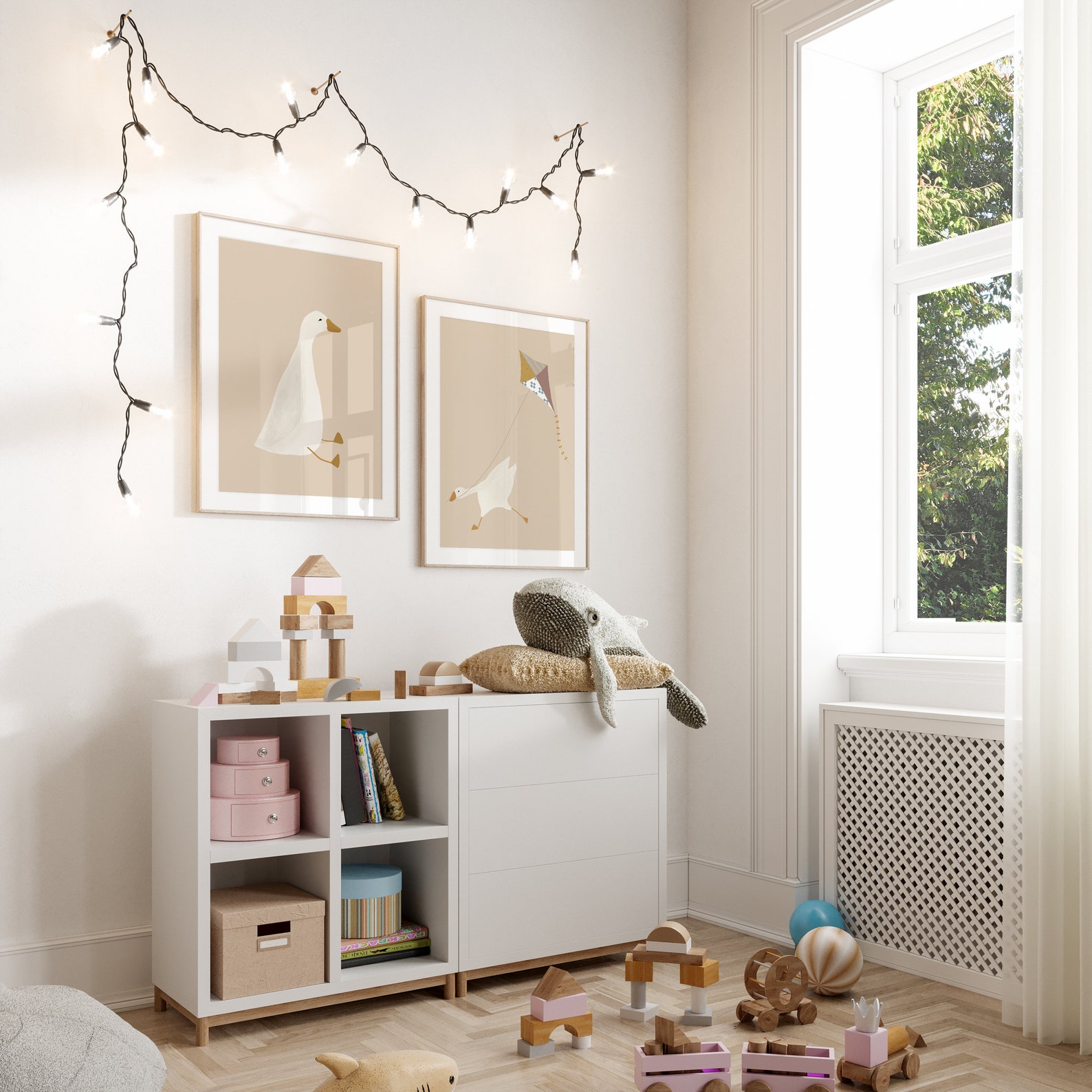 Silly Goose Wall Art Cute Goose Poster Beige Nursery Decor Farm Animal ...