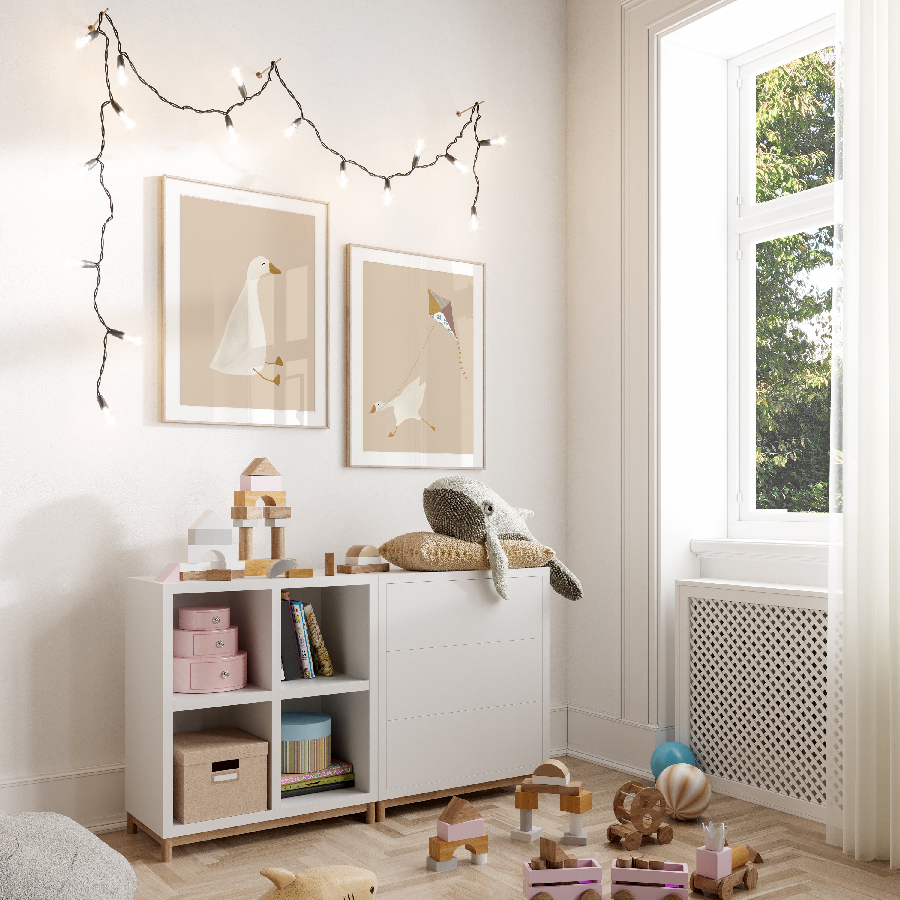 Silly Goose Wall Art Cute Goose Poster Beige Nursery Decor Farm Animal ...