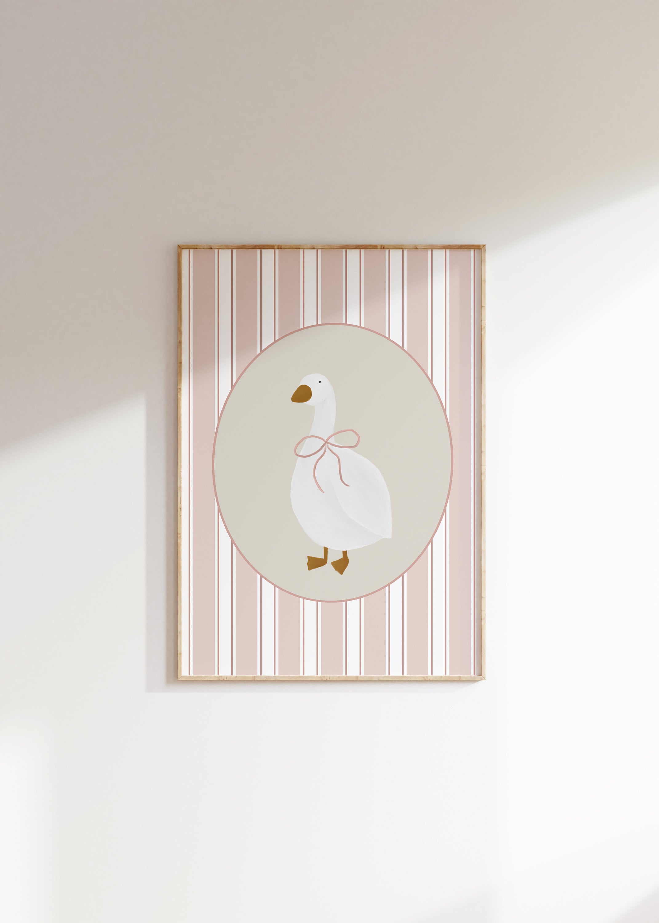 Cute Goose Poster Light Pink Stripe Nursery Decor Vintage Aesthetic ...