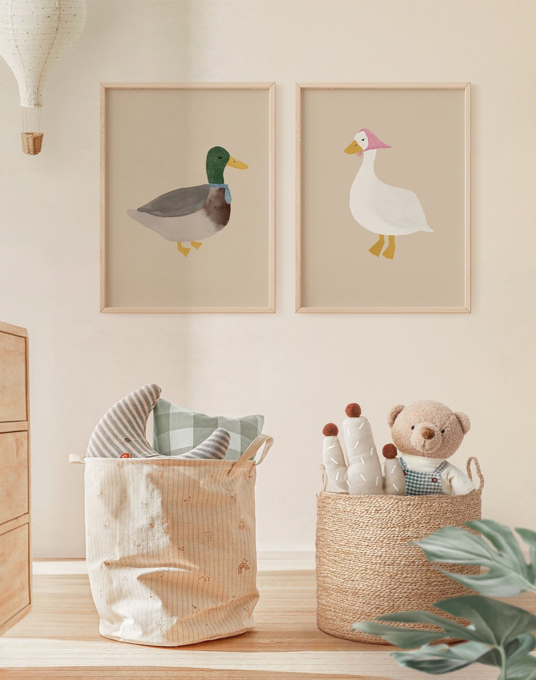 Duck and Goose Wall Art Printable, Girl Room Poster Set of 2 Boy Room ...
