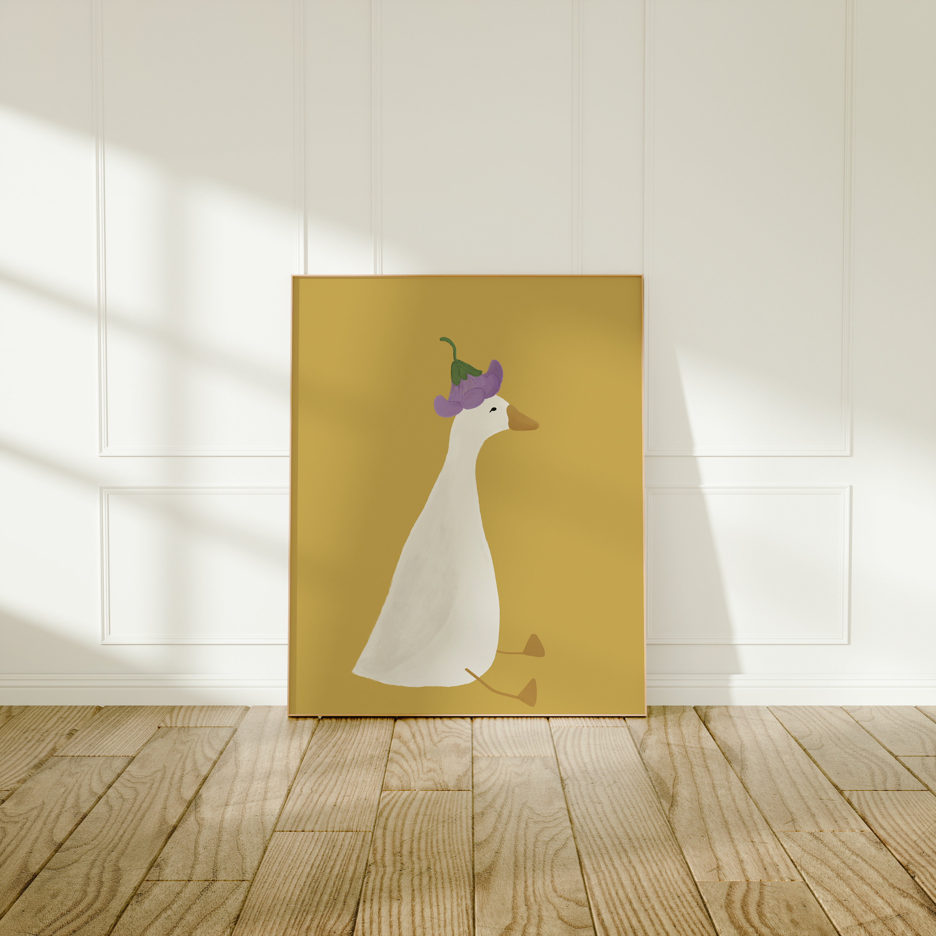 Silly Goose Wall Art Cute Goose Poster Yellow Girl Nursery Decor Goose ...