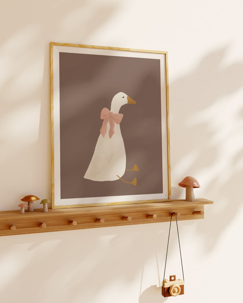 Silly Goose Wall Art Cute Goose Poster Muted Pink Nursery Decor Farm ...