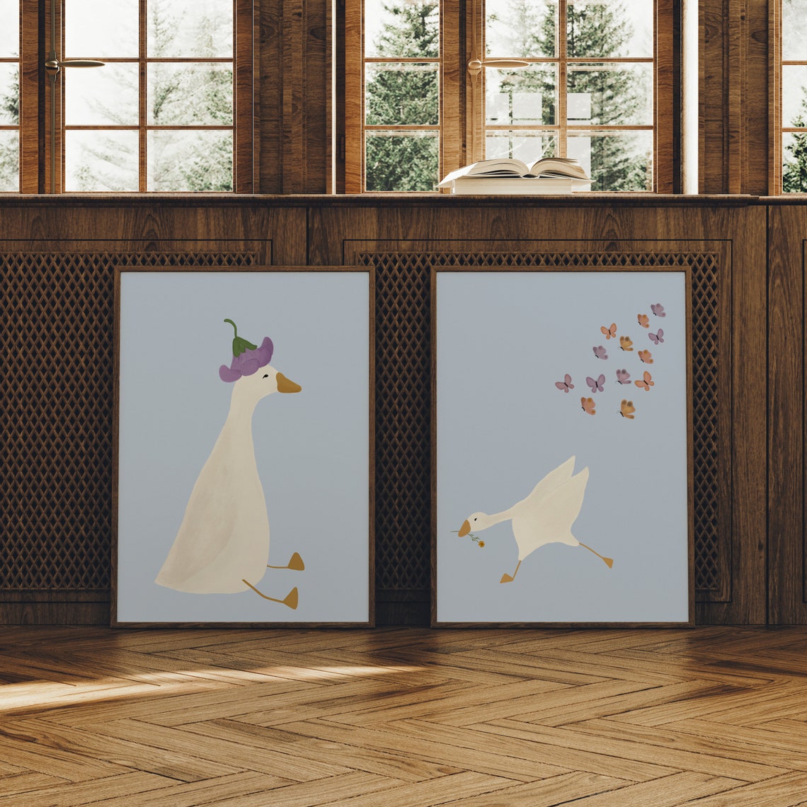 Silly Goose Wall Art, Cute Goose Poster, Blue Girl Nursery Decor, Farm ...