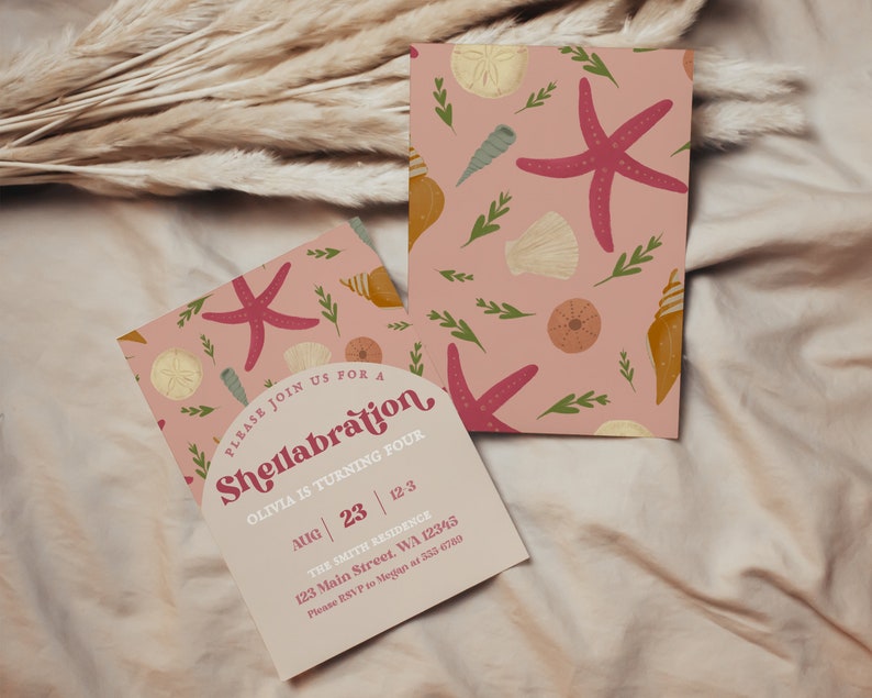 Shellabration Birthday Invitation Template Seashell Invite - Etsy