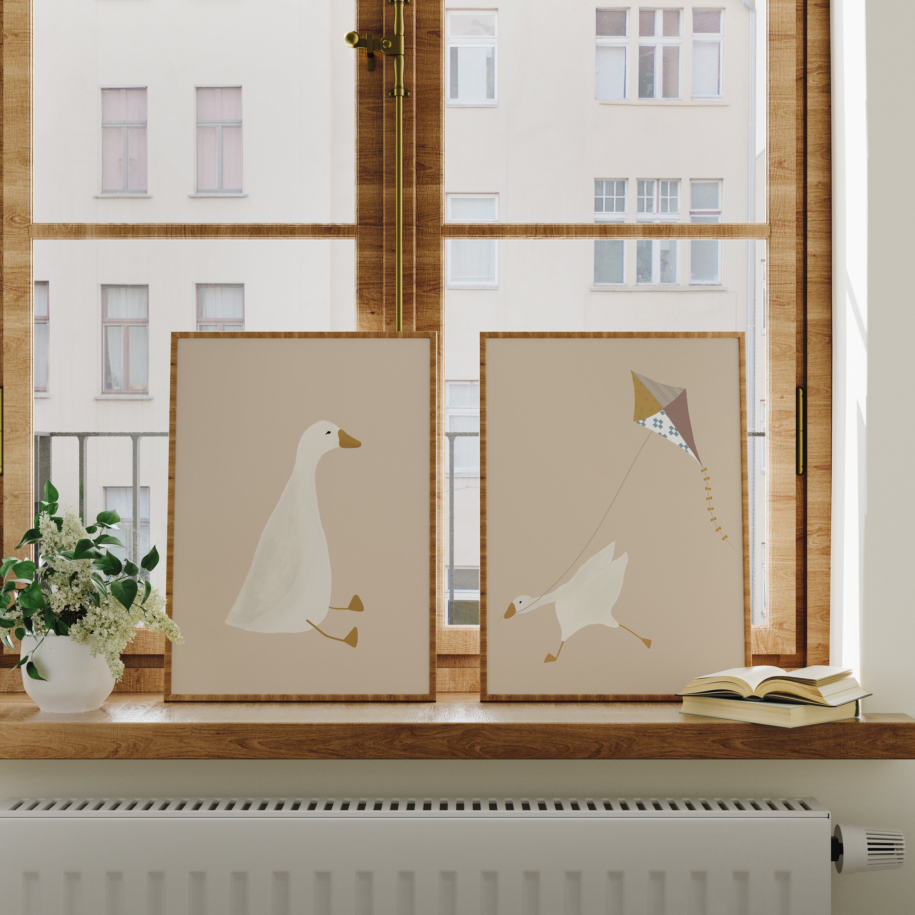 Silly Goose Wall Art Cute Goose Poster Beige Nursery Decor Farm Animal ...