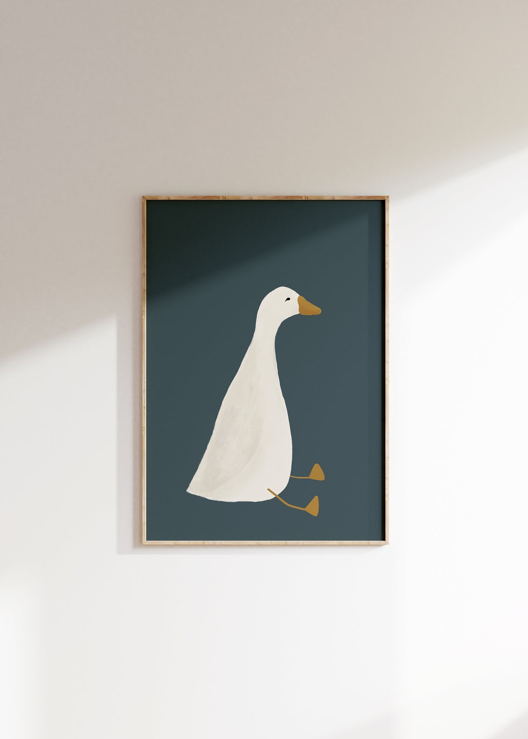 Silly Goose Wall Art, Cute Goose Poster, Dark Blue Boy Nursery Decor ...