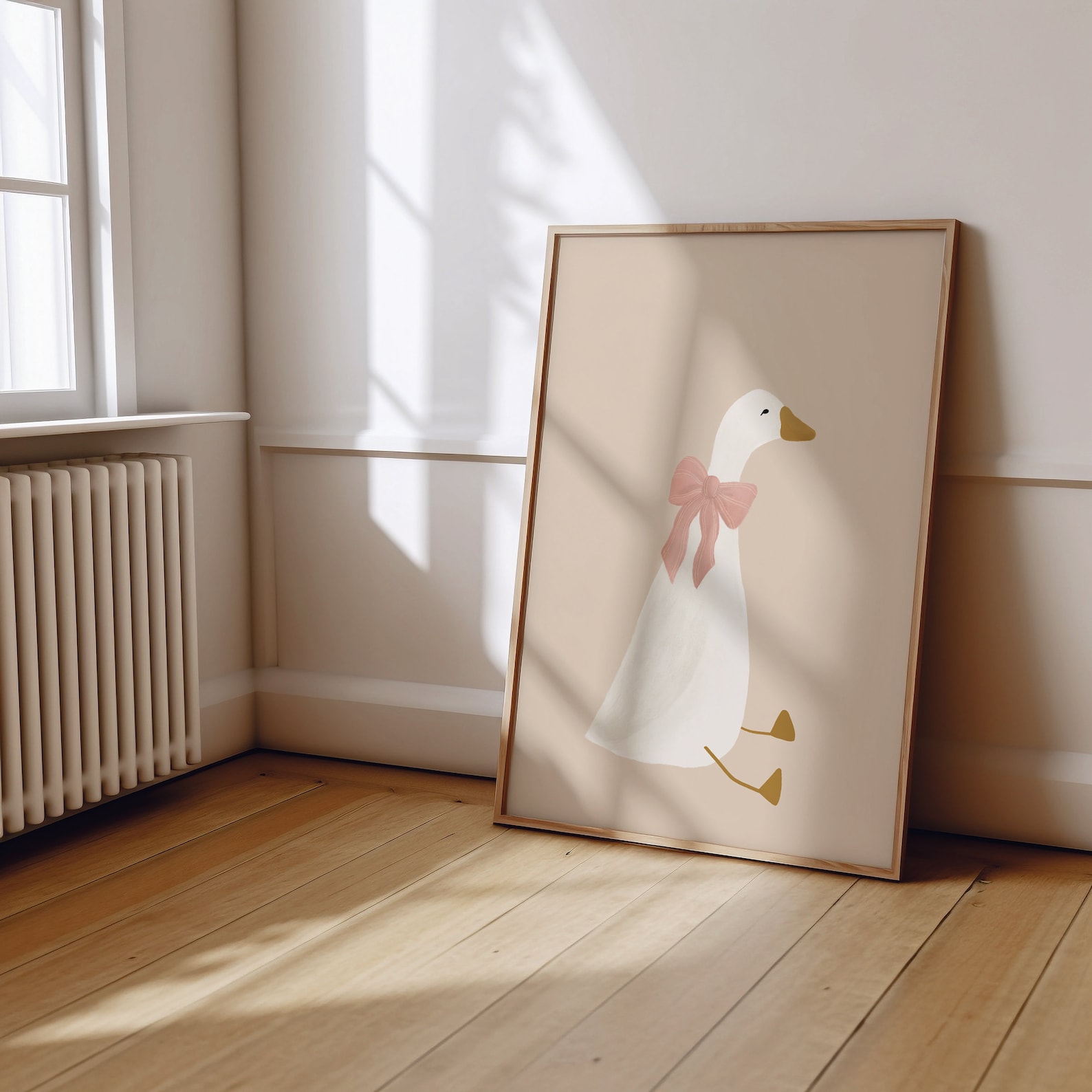Silly Goose Wall Art Cute Goose Poster Beige Nursery Decor Farm Animal ...