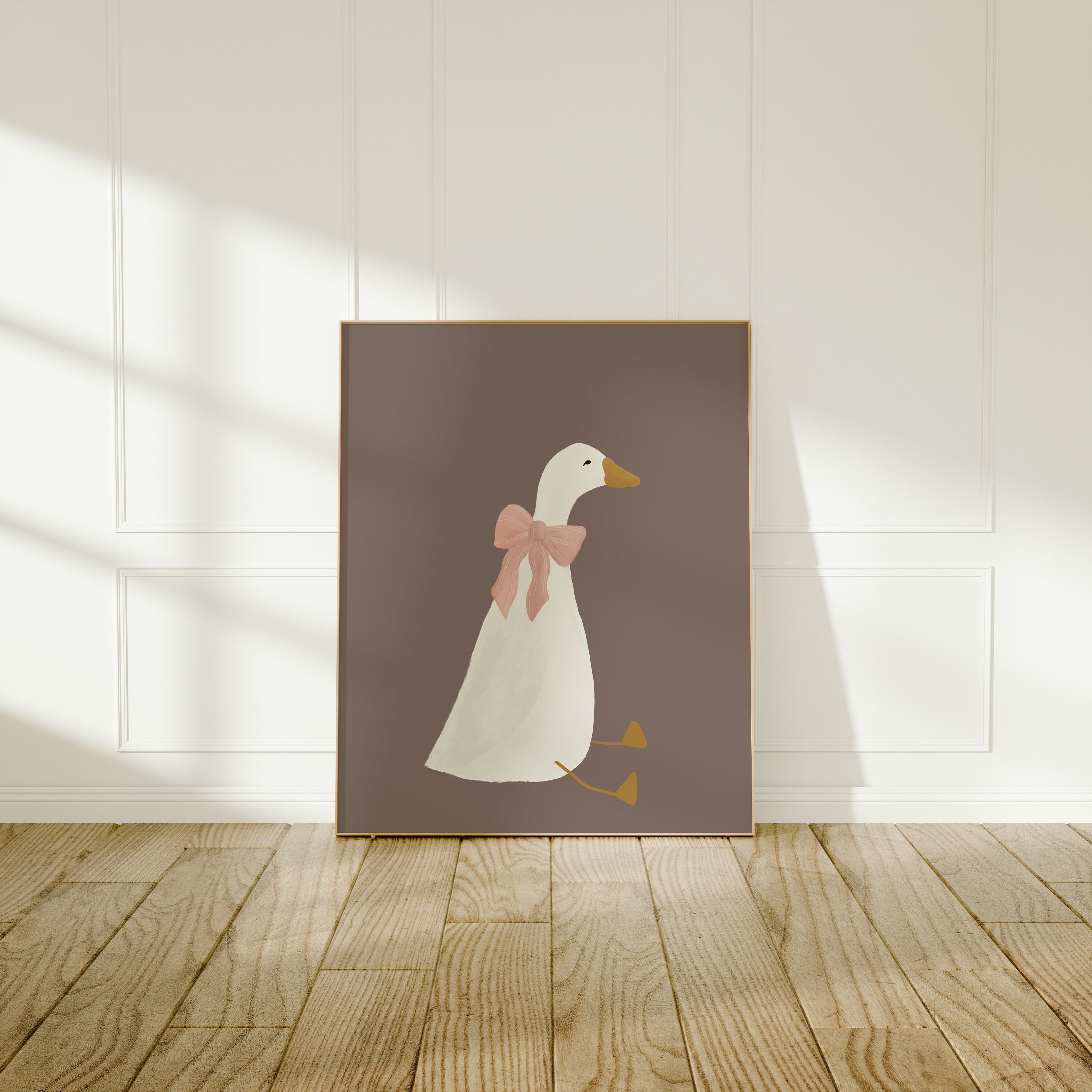 Silly Goose Wall Art Cute Goose Poster Muted Pink Nursery Decor Farm ...