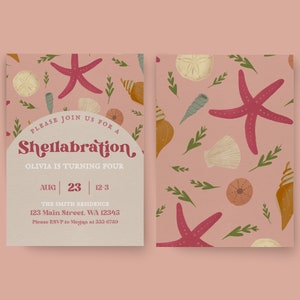 Shellabration Birthday Invitation Template, Seashell Invite, Mermaid Birthday Invite ...
