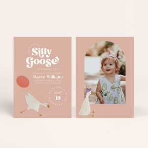 Silly Goose Birthday Invitation, Girl Goose Birthday Invite, Mother ...