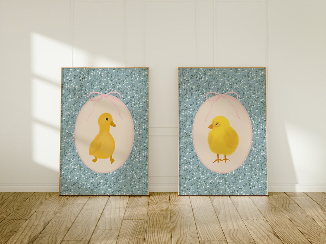 Baby Animal Wall Art Farm Nursery Wall Art Vintage Floral Nursery Decor ...