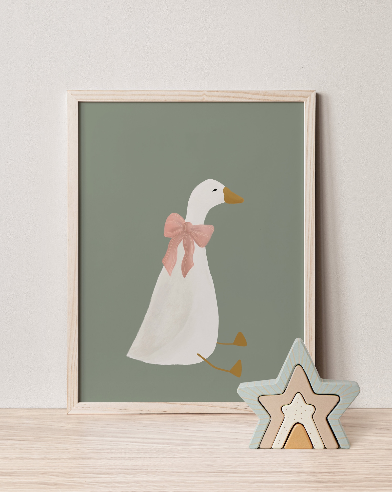 Silly Goose Wall Art Cute Goose Poster Sage Green Nursery Decor Farm ...