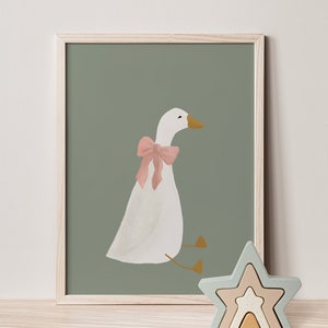 Silly Goose Wall Art Cute Goose Poster Sage Green Nursery Decor Farm ...