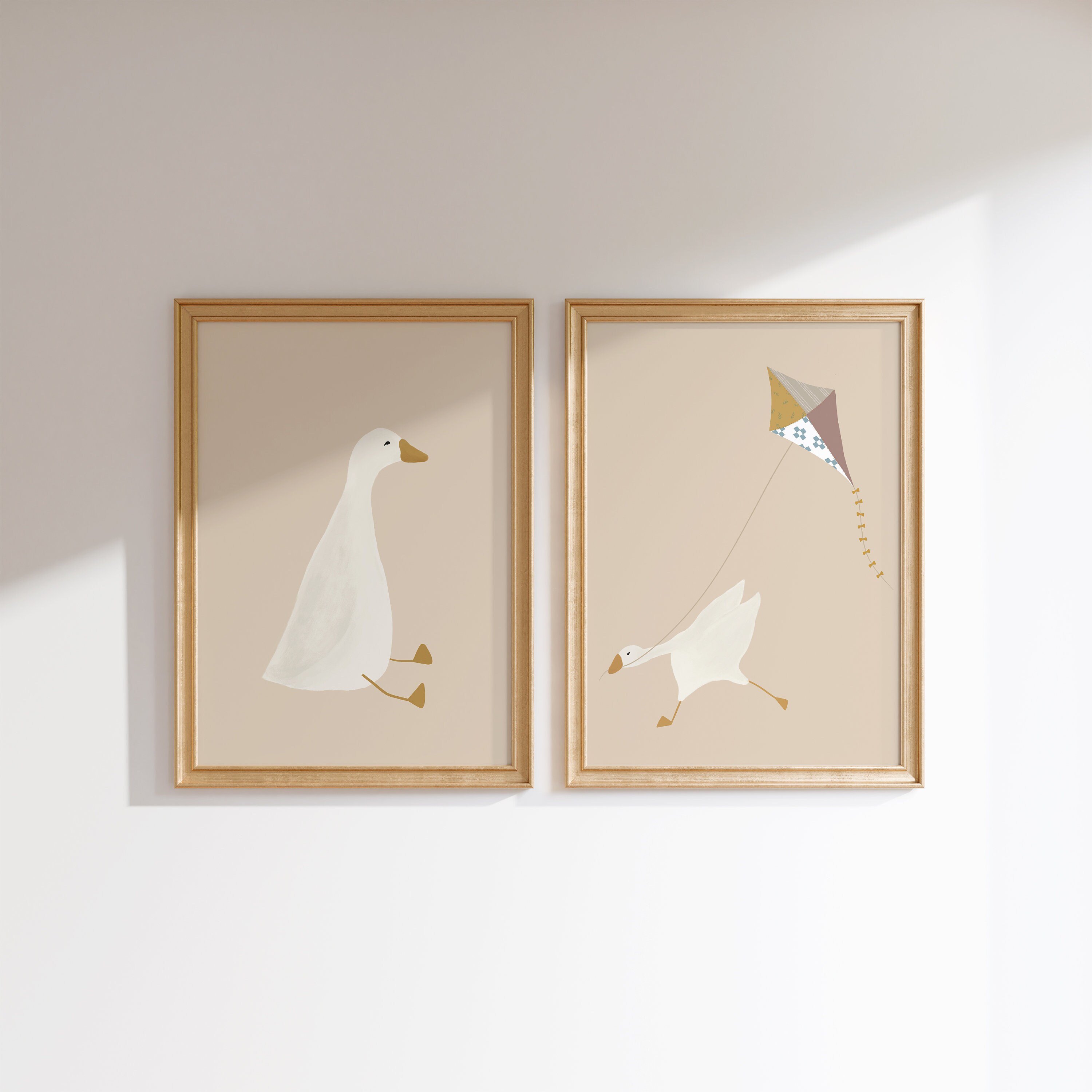 Silly Goose Wall Art Cute Goose Poster Beige Nursery Decor Farm Animal ...