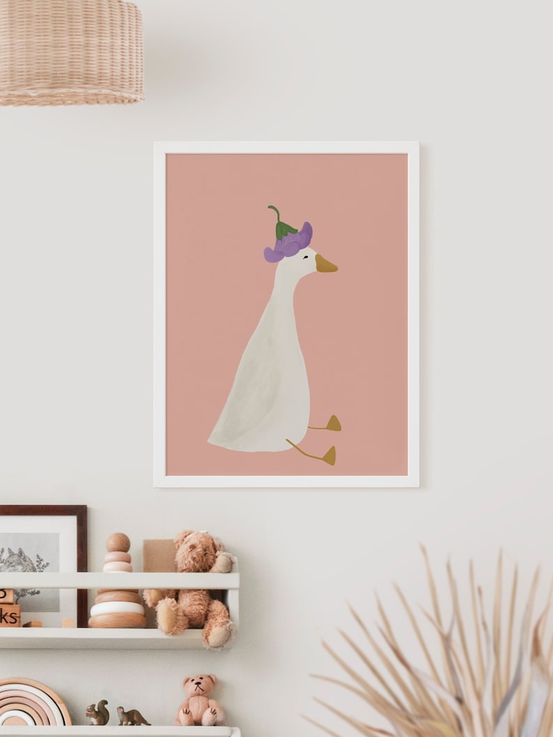 Silly Goose Wall Art, Cute Goose Poster, Girl Nursery Decor, Farm ...
