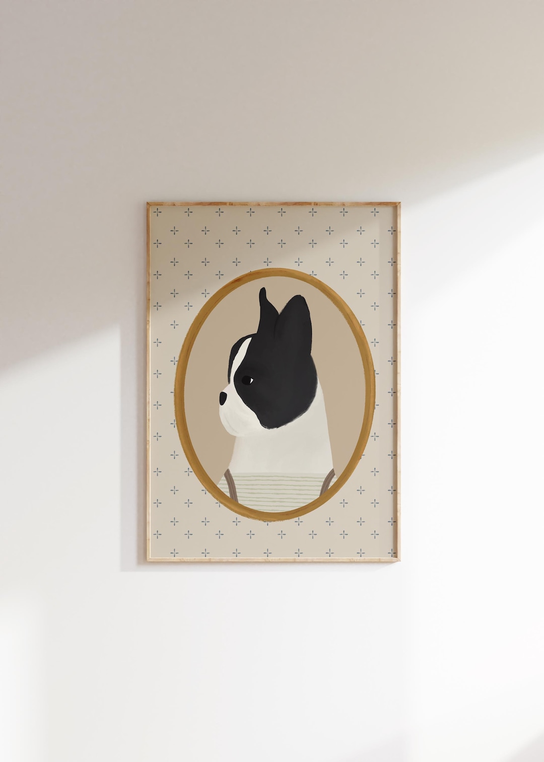 French Bulldog Art Vintage Aesthetic Grandmillenial Room Decor Boys ...