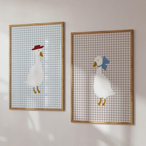 Goose Wall Art Blue Gingham Goose Poster Cowboy Nursery Print Farm ...