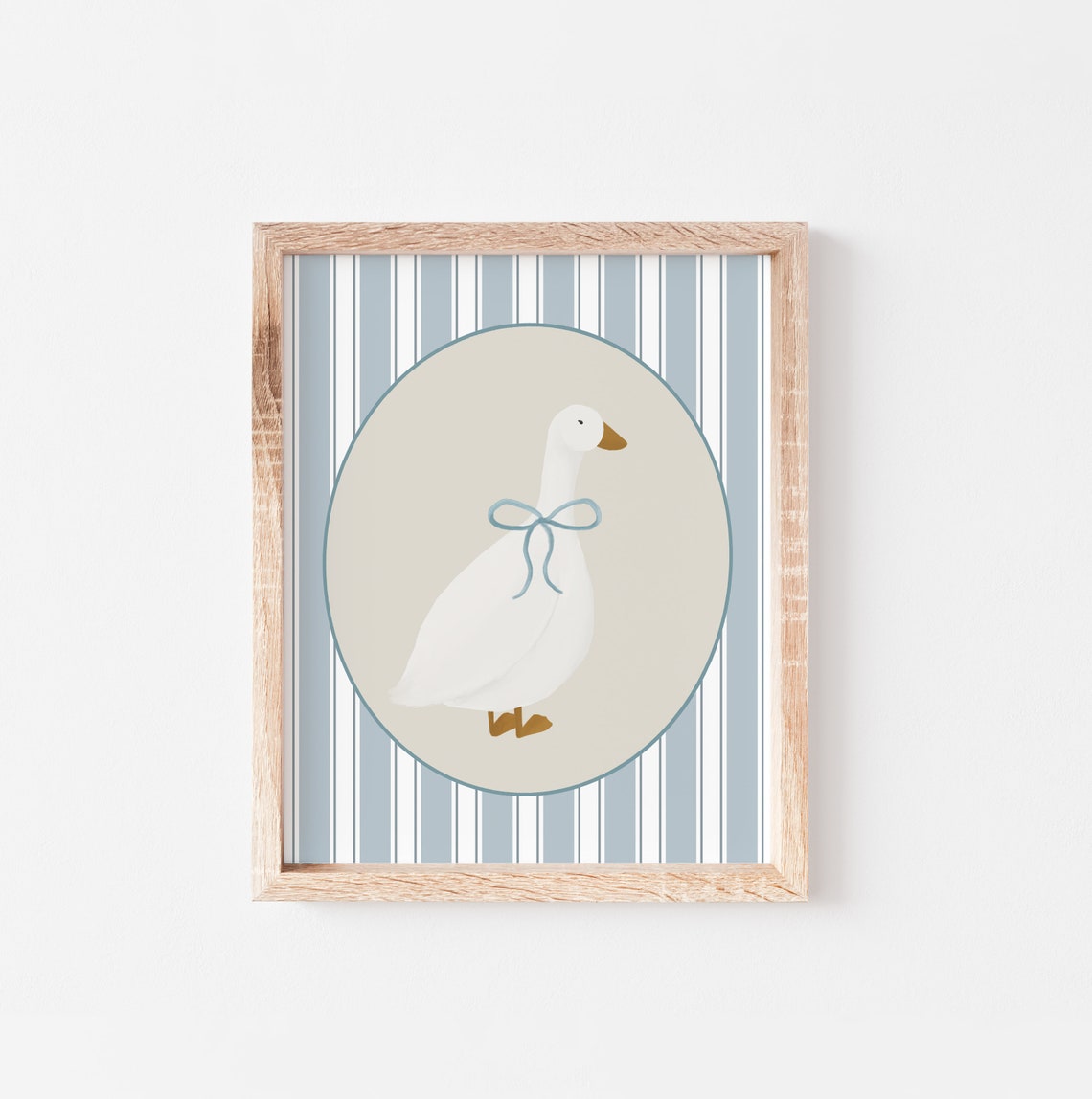 Cute Goose Poster Light Blue Stripes Nursery Decor Vintage Aesthetic ...