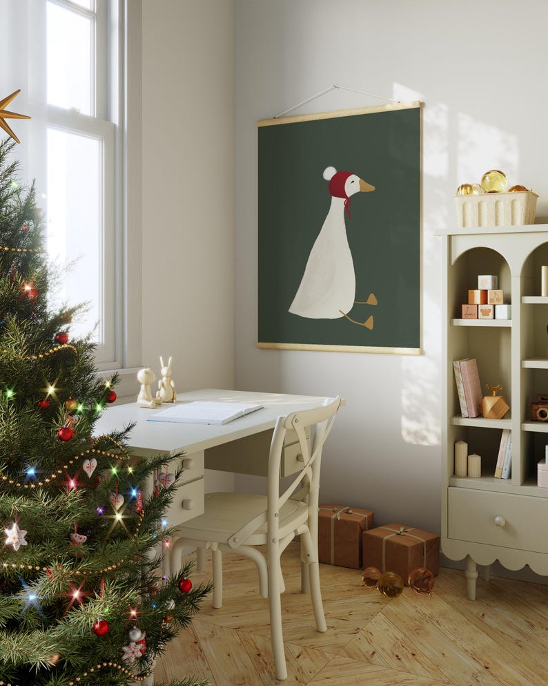 Kids Festive Holiday Prints Goose Holiday Print Nursery Holiday Decor ...