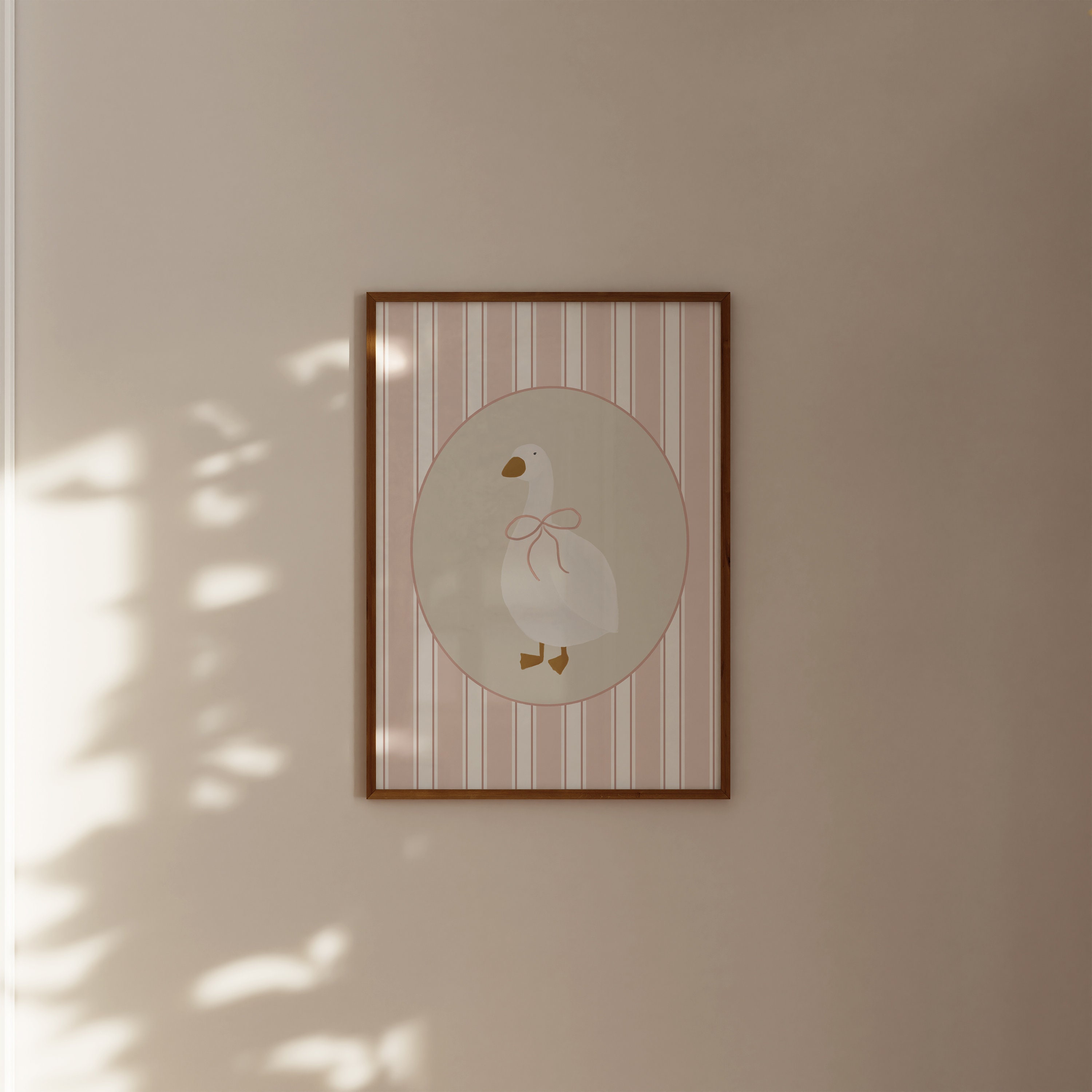 Cute Goose Poster Light Pink Stripe Nursery Decor Vintage Aesthetic ...