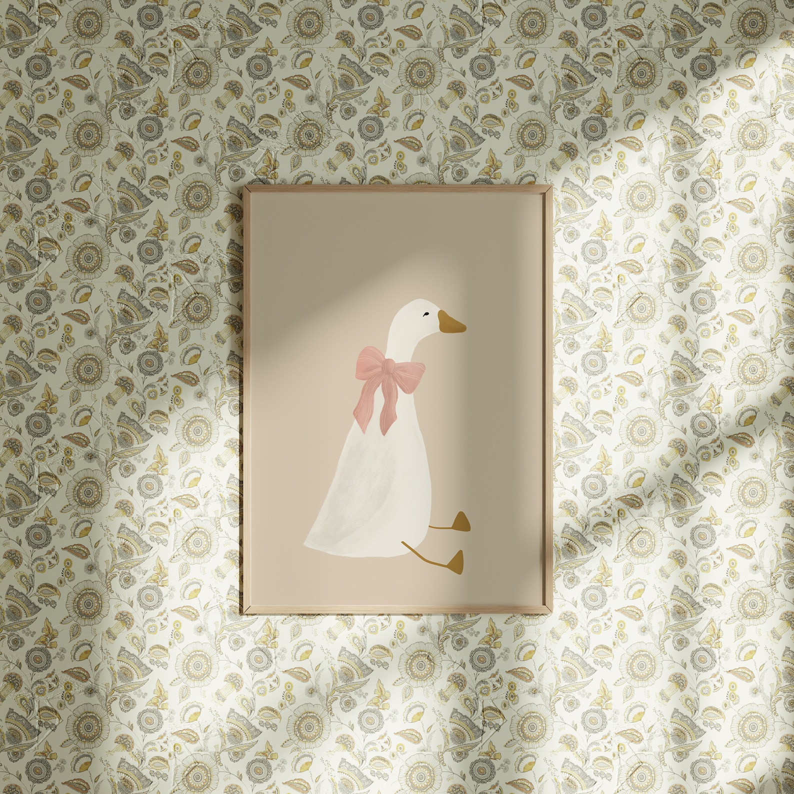 Silly Goose Wall Art Cute Goose Poster Beige Nursery Decor Farm Animal ...