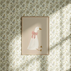 Silly Goose Wall Art Cute Goose Poster Beige Nursery Decor Farm Animal ...