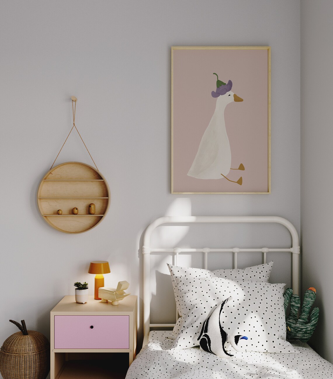 Silly Goose Wall Art Cute Goose Poster Pale Pink Girl Nursery Decor ...