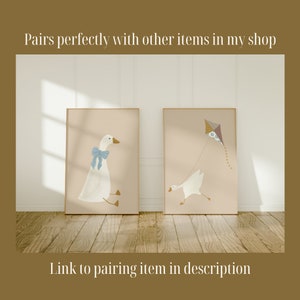 Silly Goose Wall Art Cute Goose Poster Beige Nursery Decor Farm Animal ...