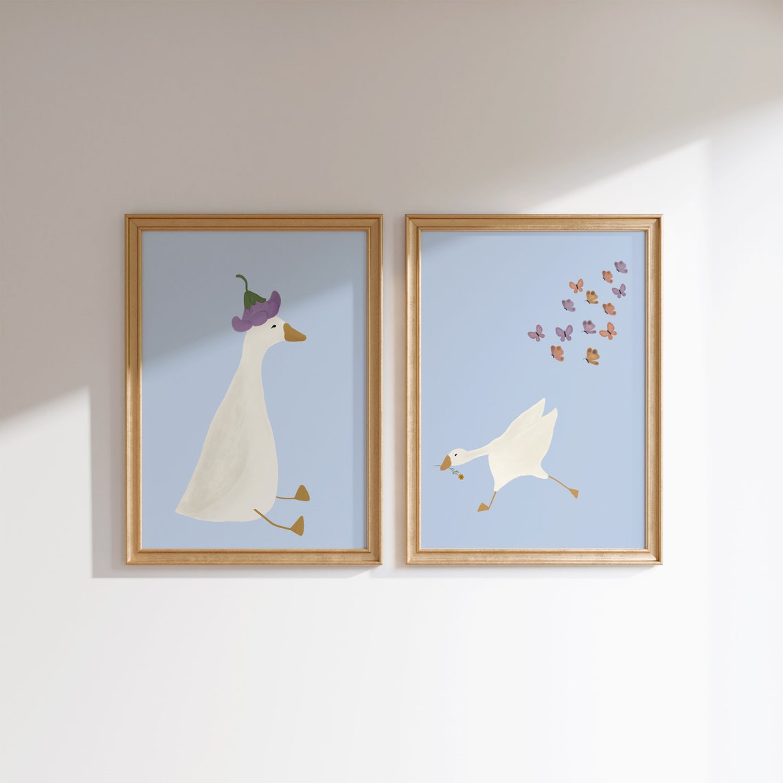 Silly Goose Wall Art, Cute Goose Poster, Blue Girl Nursery Decor, Farm ...