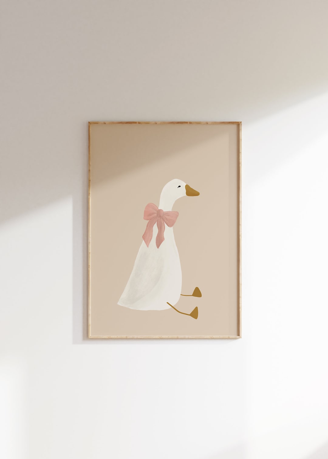 Silly Goose Wall Art Cute Goose Poster Beige Nursery Decor Farm Animal ...