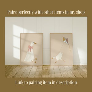 Silly Goose Wall Art Cute Goose Poster Beige Nursery Decor Farm Animal ...