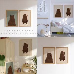 Beige Nursery Bear Wall Art Cute Bear Printable Neutral Bear Poster ...
